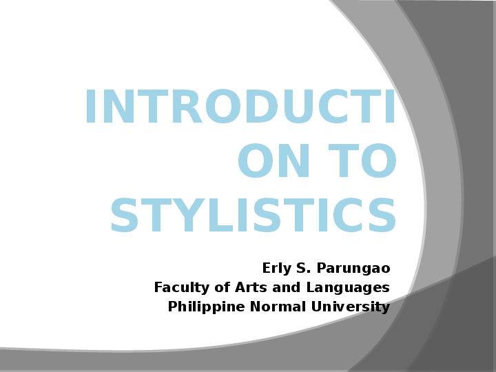 (PPT) INTRODUCTION TO STYLISTICS