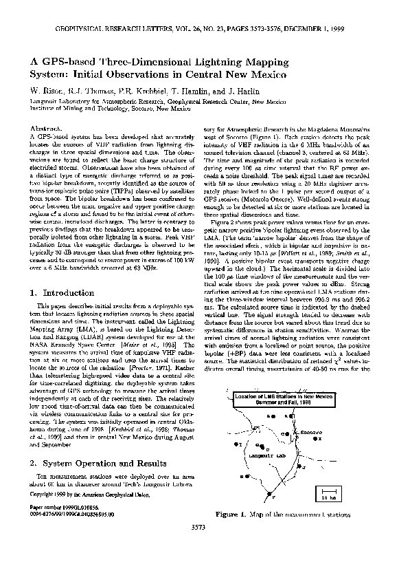 (PDF) A GPS-based three-dimensional lightning mapping system: Initial observations in central ...