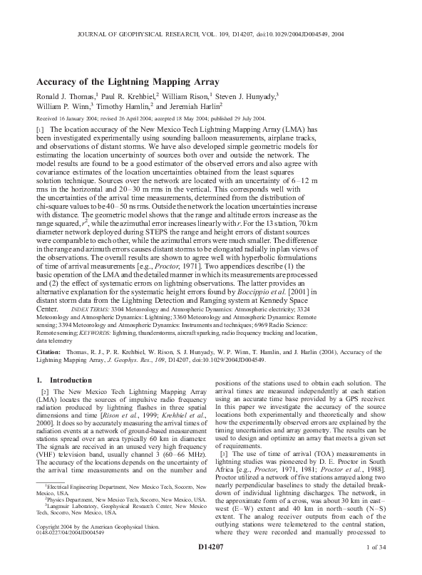 (PDF) Accuracy of the Lightning Mapping Array