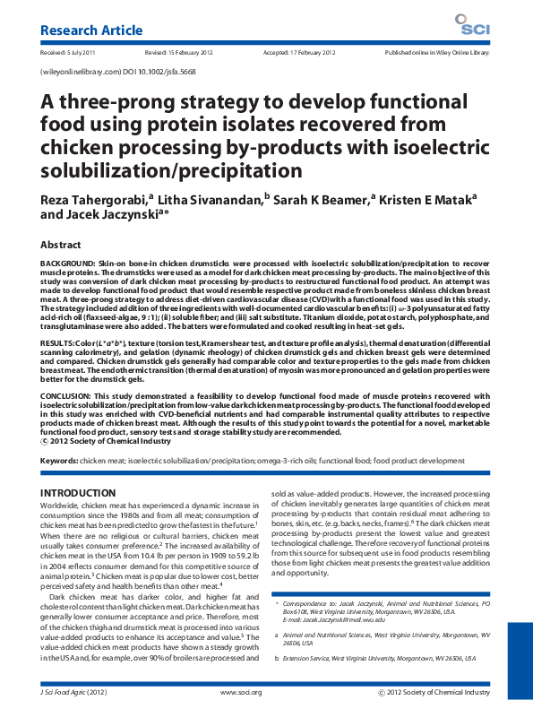 (PDF) A three-prong strategy to develop functional food using protein ...