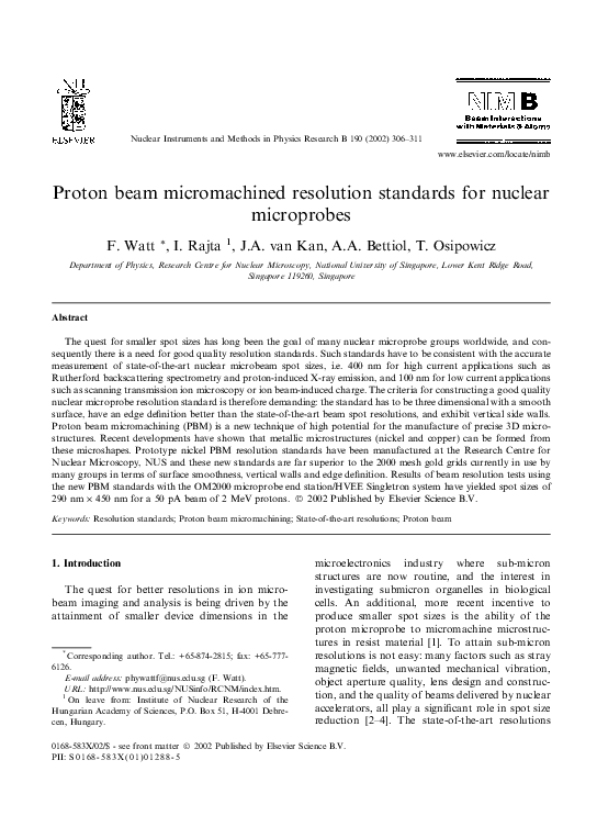 (PDF) Proton beam micromachined resolution standards for nuclear ...