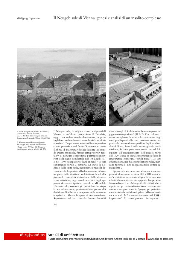 (PDF) Il »Neugebäude« di Vienna – Genesi e analisi di un insolito ...