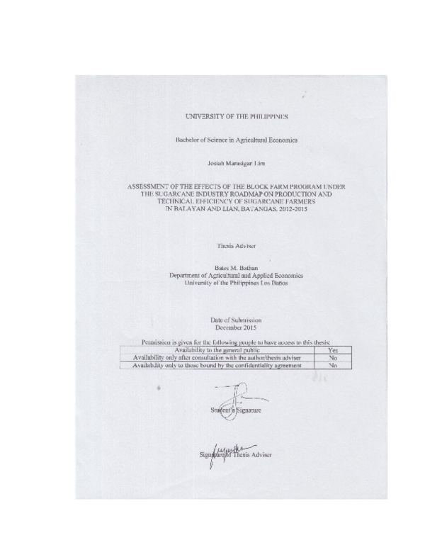 Doc Assessment Of The Effects Of The Block Farm Program Under The
