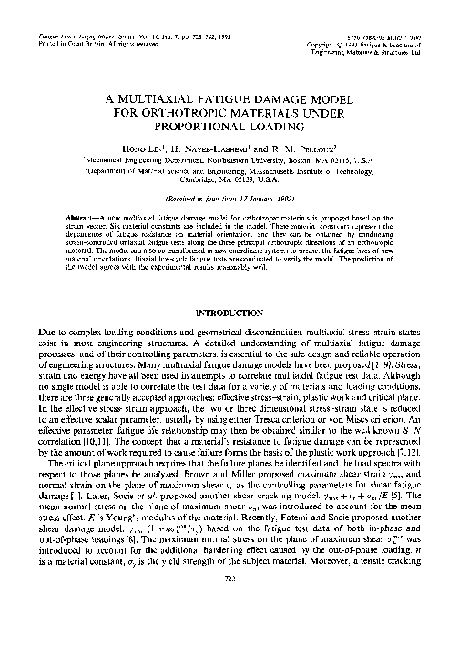 (PDF) A Multiaxial Fatigue Damage Model for Orthotropic Materials Under Proportional Loading