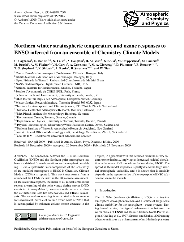 (PDF) Northern winter stratospheric temperature and ozone responses to ...