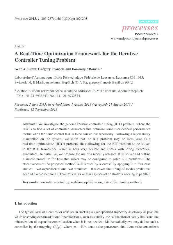 (PDF) A Real-Time Optimization Framework for the Iterative Controller Tuning Problem