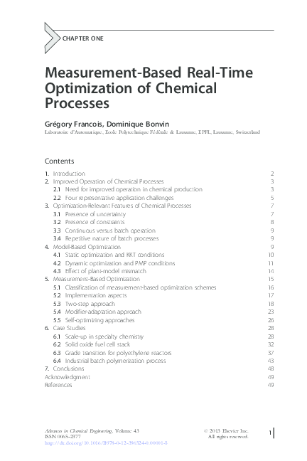 (PDF) Measurement-Based Real-Time Optimization of Chemical Processes