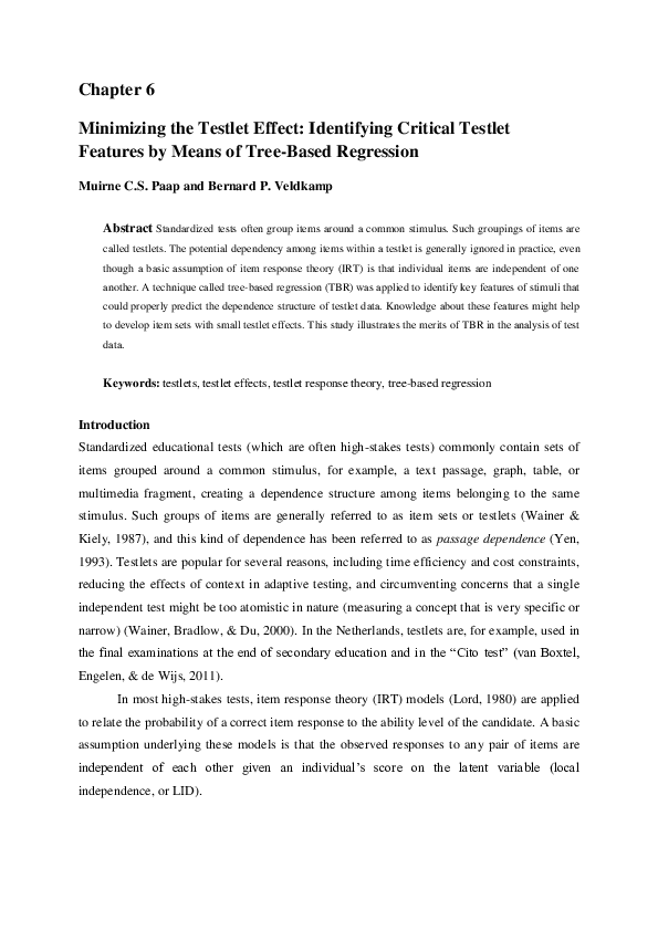 (PDF) Minimizing the testlet effect: identifying critical testlet ...