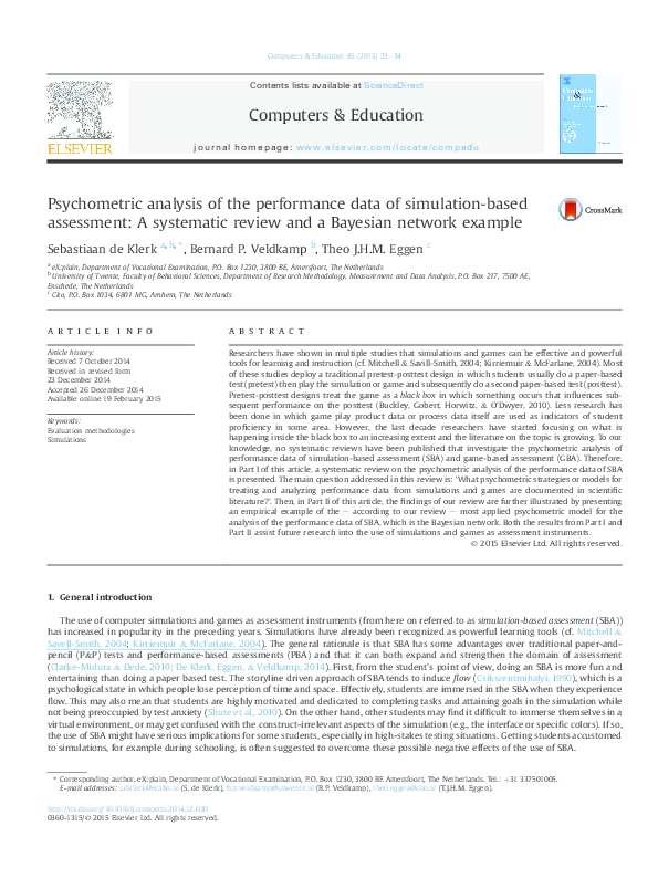 (PDF) Psychometric analysis of the performance data of simulation-based ...