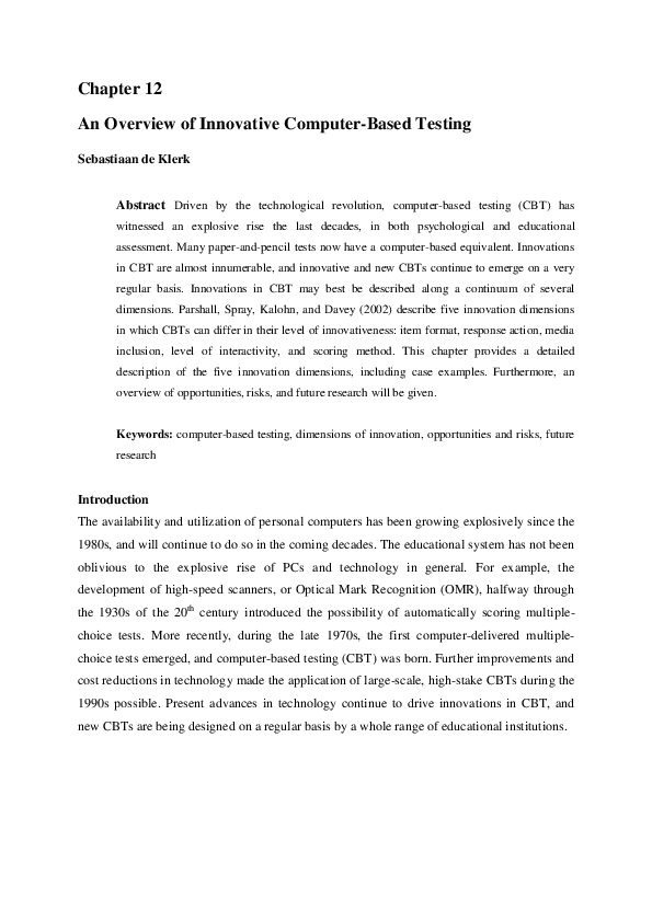 (PDF) An Overview of Innovative Computer-Based Testing