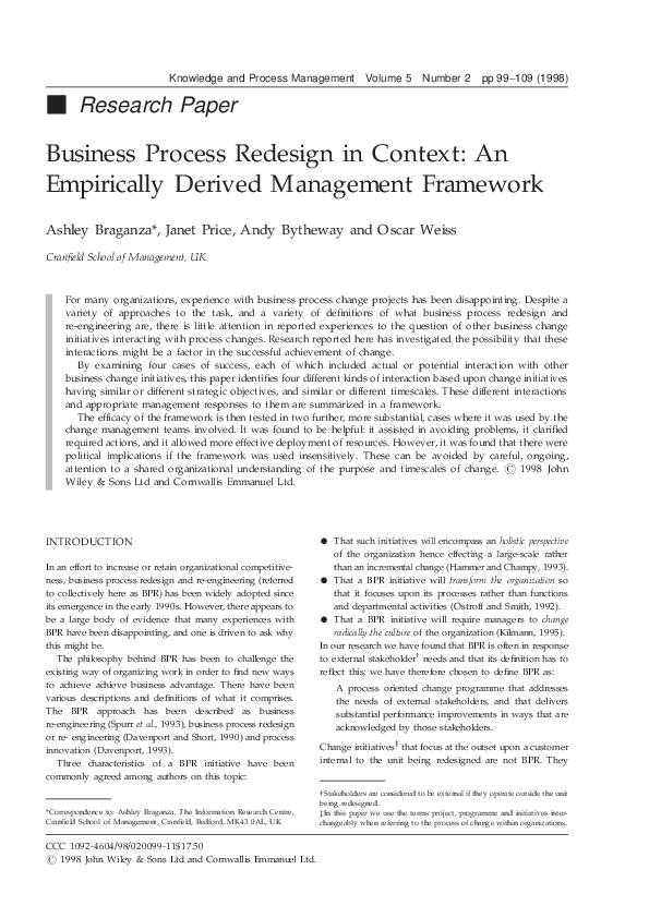 (PDF) Business process redesign in context: an empirically derived ...