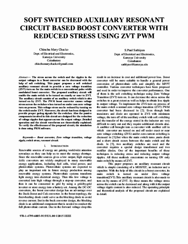 (PDF) SOFT SWITCHED AUXILIARY RESONANT CIRCUIT BASED BOOST CONVERTER WITH REDUCED STRESS USING ...