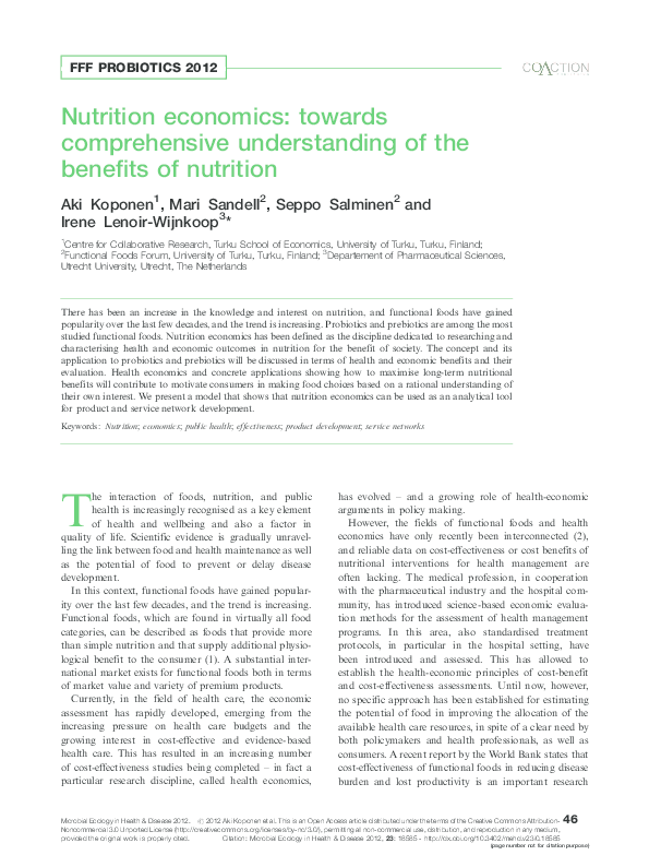 (PDF) Nutrition economics: towards comprehensive understanding of the ...