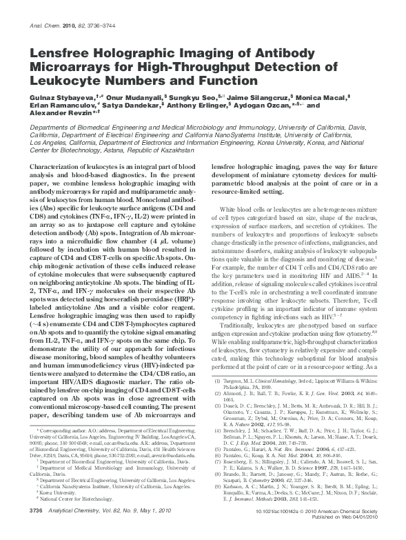 (PDF) Lensfree Imaging for Leukocyte Quantification
