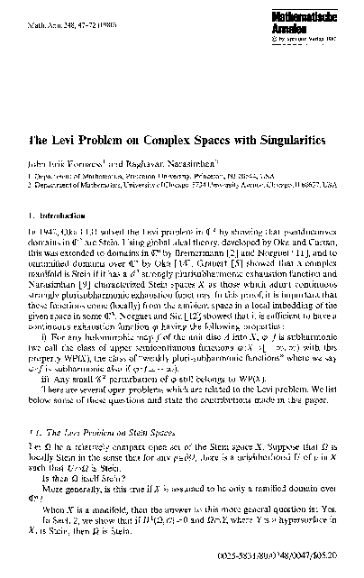 (PDF) The Levi problem on complex spaces with singularities