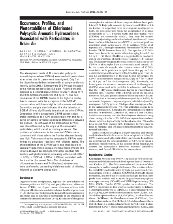 (PDF) Occurrence, Profiles, and Photostabilities of Chlorinated Polycyclic Aromatic Hydrocarbons ...
