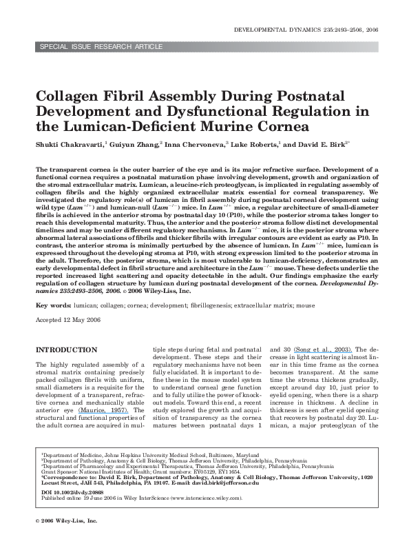 (PDF) Collagen V is a dominant regulator of collagen fibrillogenesis ...