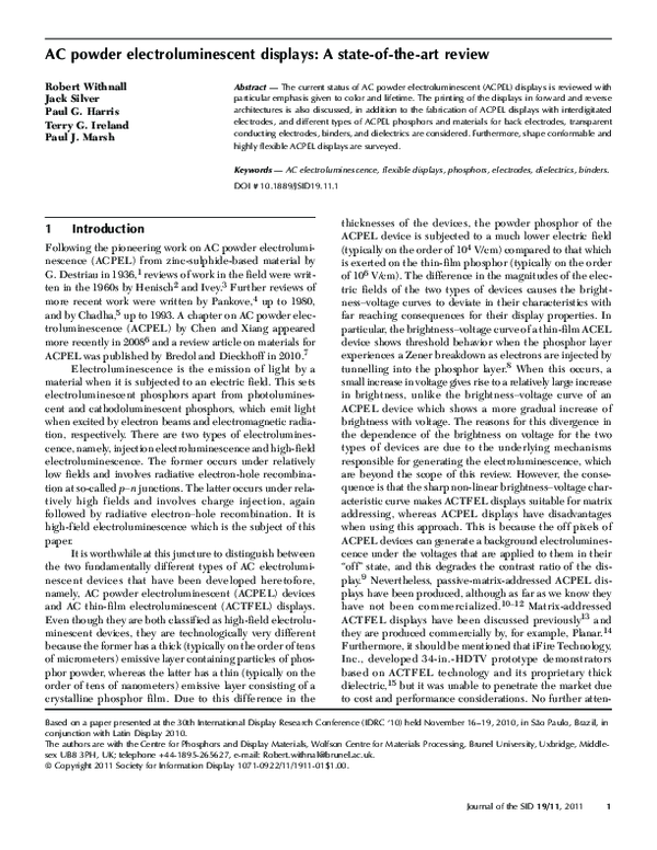 (PDF) AC powder electroluminescent displays