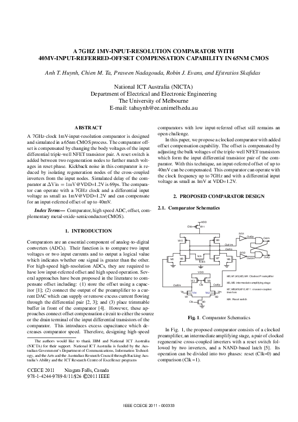 (PDF) A 7GHz 1mV-input-resolution comparator with 40mV-input-referred-offset compensation ...