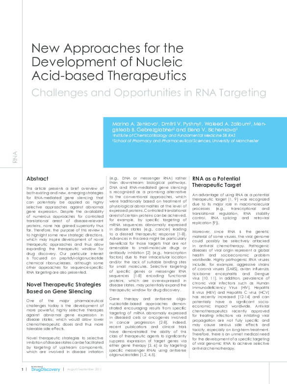(PDF) New approaches for the development of nucleic acid-based ...