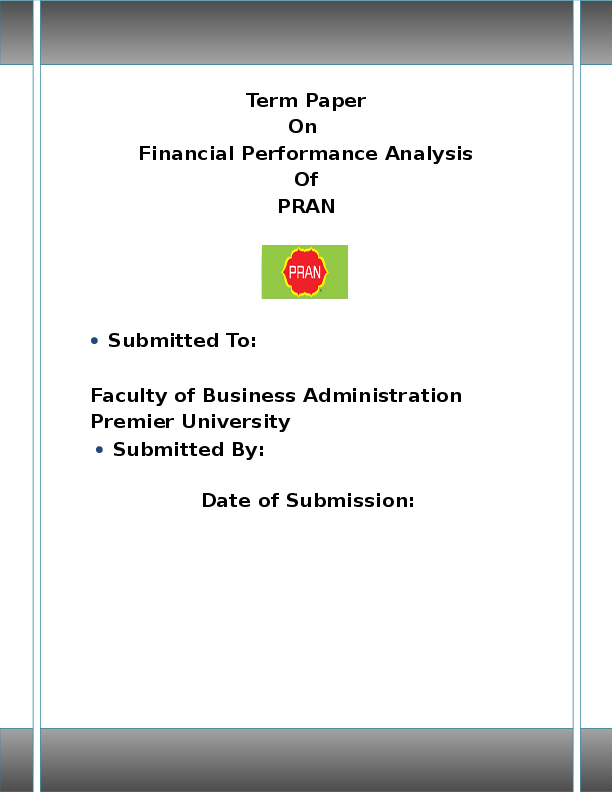 (DOC) Term Paper On Financial Performance Analysis Of PRAN