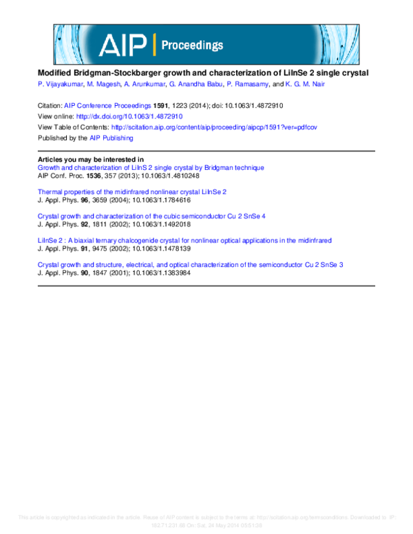 (PDF) Modified Bridgman-Stockbarger growth and characterization of ...