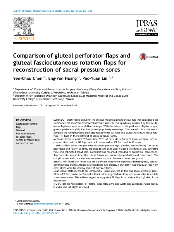 (PDF) Comparison of gluteal perforator flaps and gluteal ...