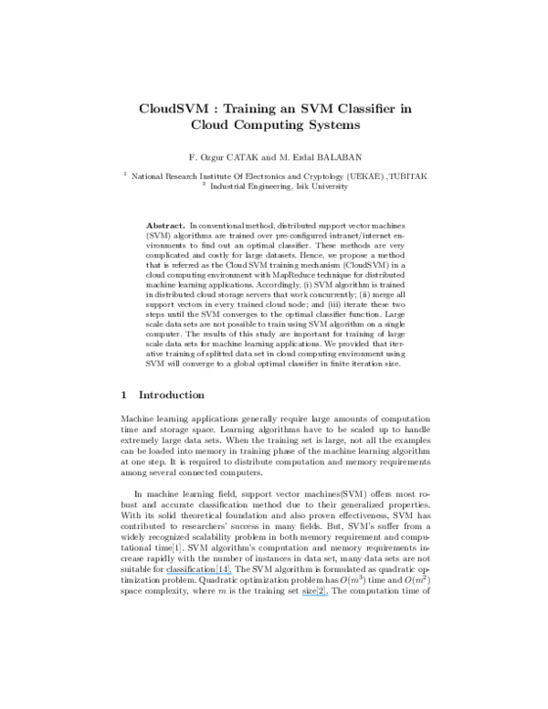 Pdf Cloudsvm Training An Svm Classifier In Cloud Computing Systems