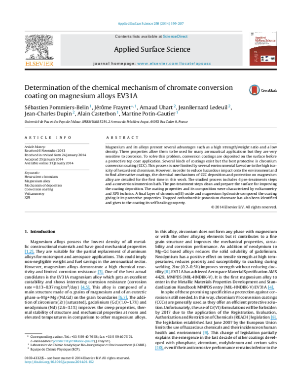 (PDF) Determination of the chemical mechanism of chromate conversion ...