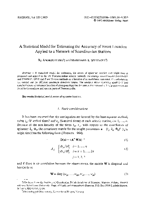 (PDF) A statistical model for estimating the accuracy of event location ...