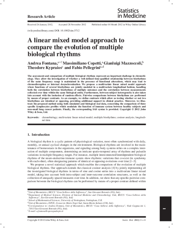 (PDF) A linear mixed model approach to compare the evolution of ...