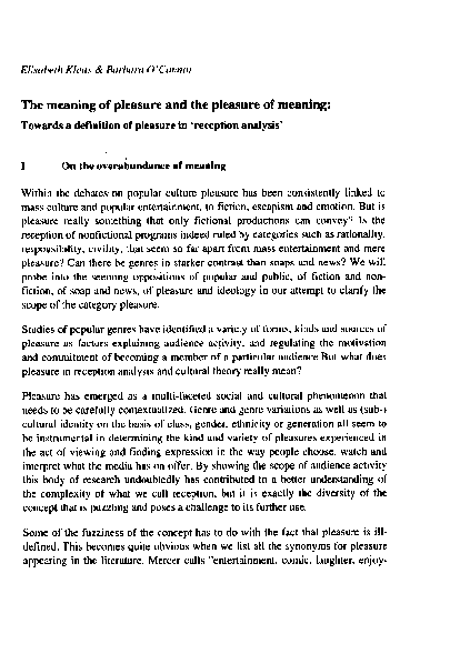 (PDF) The meaning of pleasure and the pleasure of meaning: towards a ...
