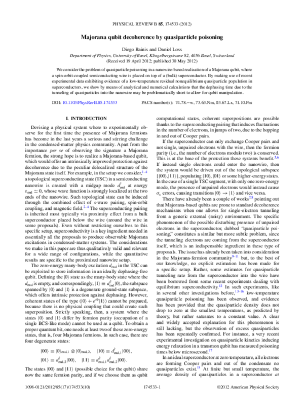 (PDF) Majorana qubit decoherence by quasiparticle poisoning