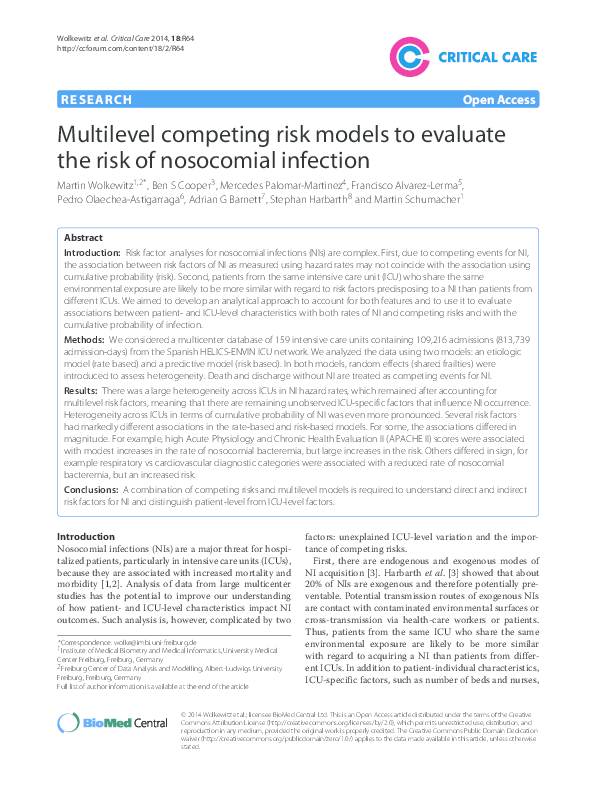 (PDF) Multilevel competing risk models to evaluate the risk of ...