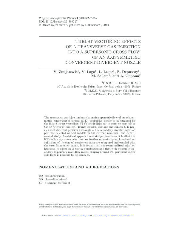 (PDF) Thrust vectoring effects of a transverse gas injection into a ...
