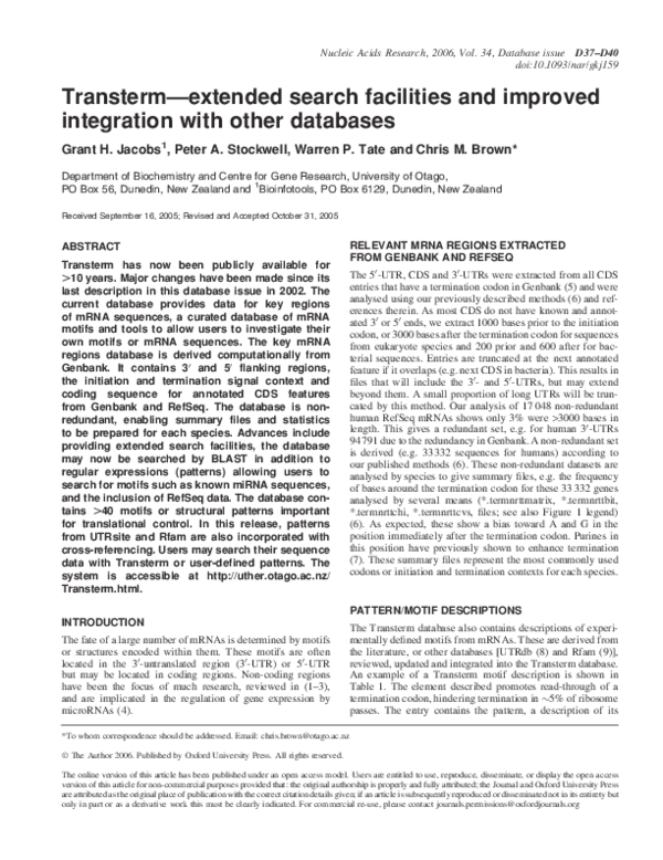 (PDF) Transterm--extended search facilities and improved integration with other databases