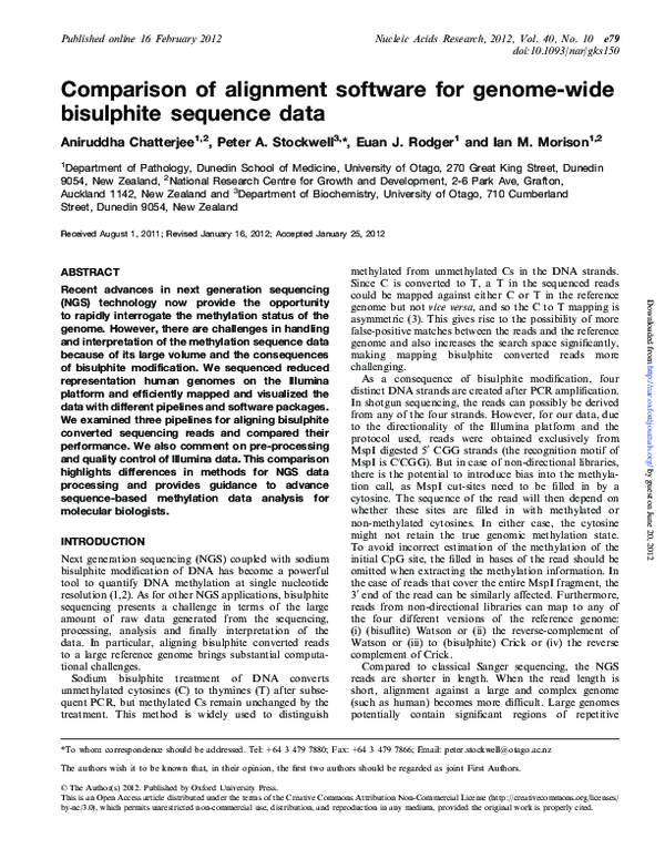 (PDF) Comparison of alignment software for genome-wide bisulphite sequence data