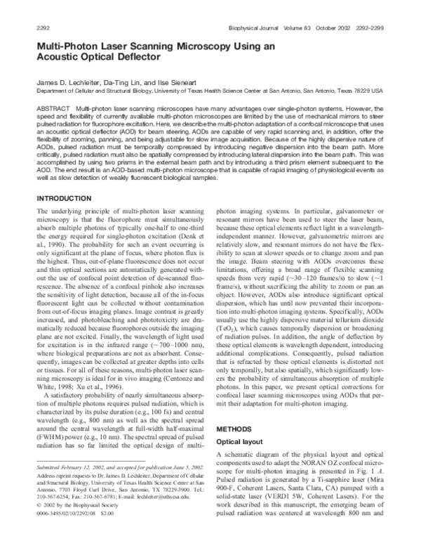 (PDF) Multi-Photon Laser Scanning Microscopy Using an Acoustic Optical ...
