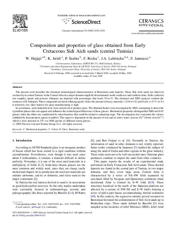(PDF) Composition and properties of glass obtained from Early ...