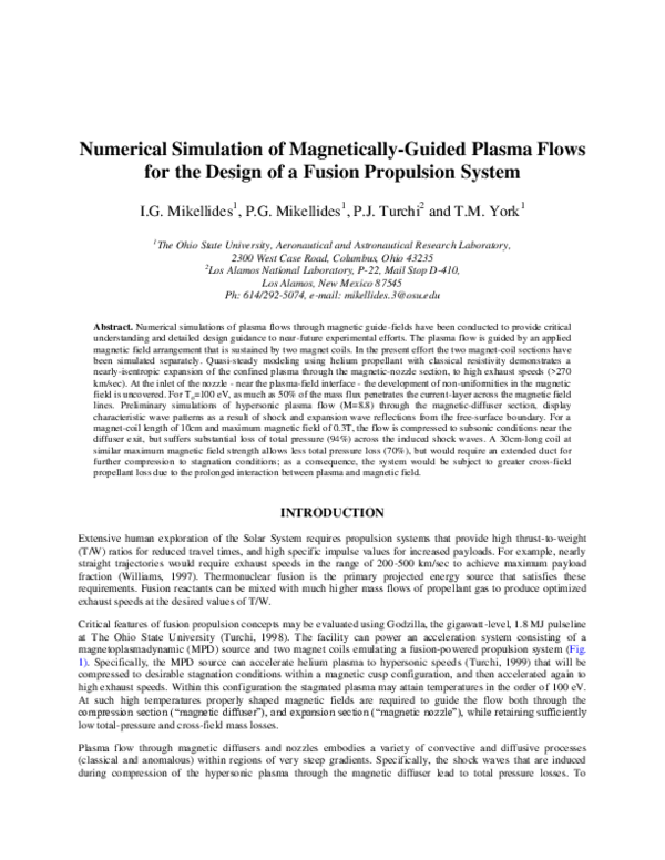 (PDF) Numerical simulation of magnetically-guided plasma flows for the ...