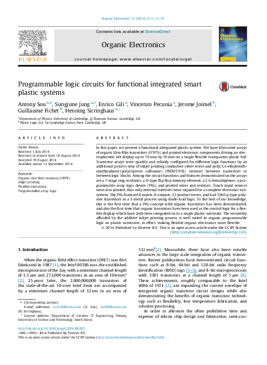 (PDF) Programmable logic circuits for functional integrated smart ...