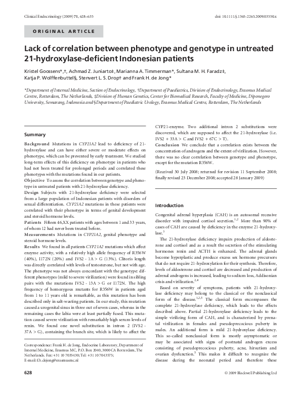 (PDF) Lack of correlation between phenotype and genotype in untreated ...