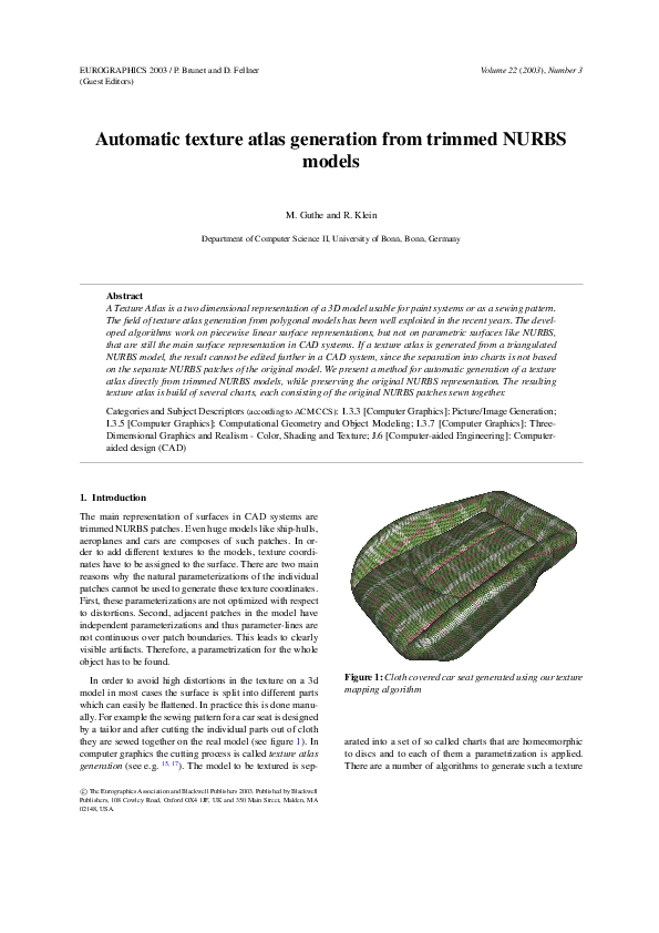 (PDF) Automatic texture atlas generation from trimmed NURBS models | M ...