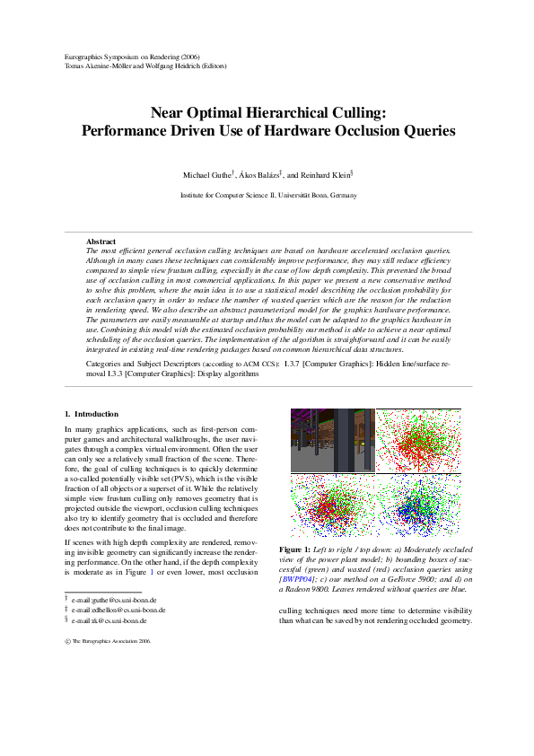 (PDF) Near optimal hierarchical culling: Performance driven use of hardware occlusion queries