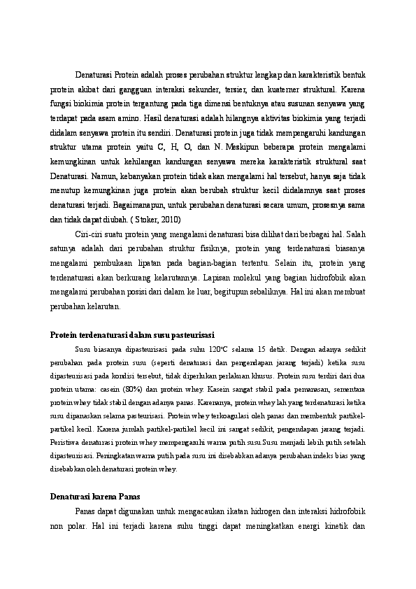 (DOC) Denaturasi Protein adalah proses perubahan struktur