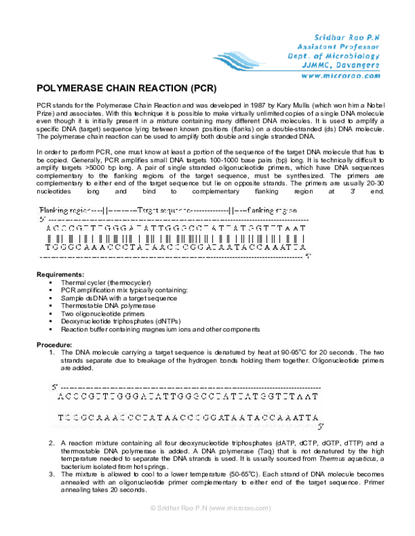 (PDF) POLYMERASE CHAIN REACTION (PCR