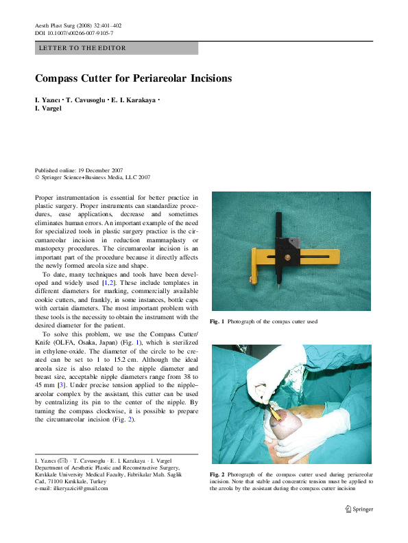 (PDF) Compass Cutter for Periareolar Incisions | İbrahim Vargel ...