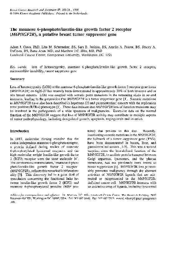 (PDF) The mannose 6-phosphate/insulin-like growth factor 2 receptor (M6P/IGF2R), a putative ...