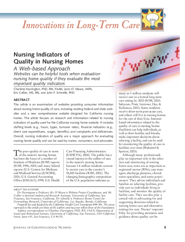 (PDF) Nursing indicators of quality in nursing homes. A Web-based approach