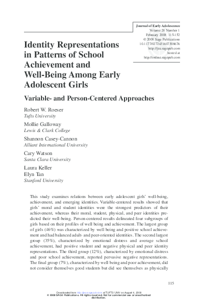 (PDF) Identity Representations in Patterns of School Achievement and ...